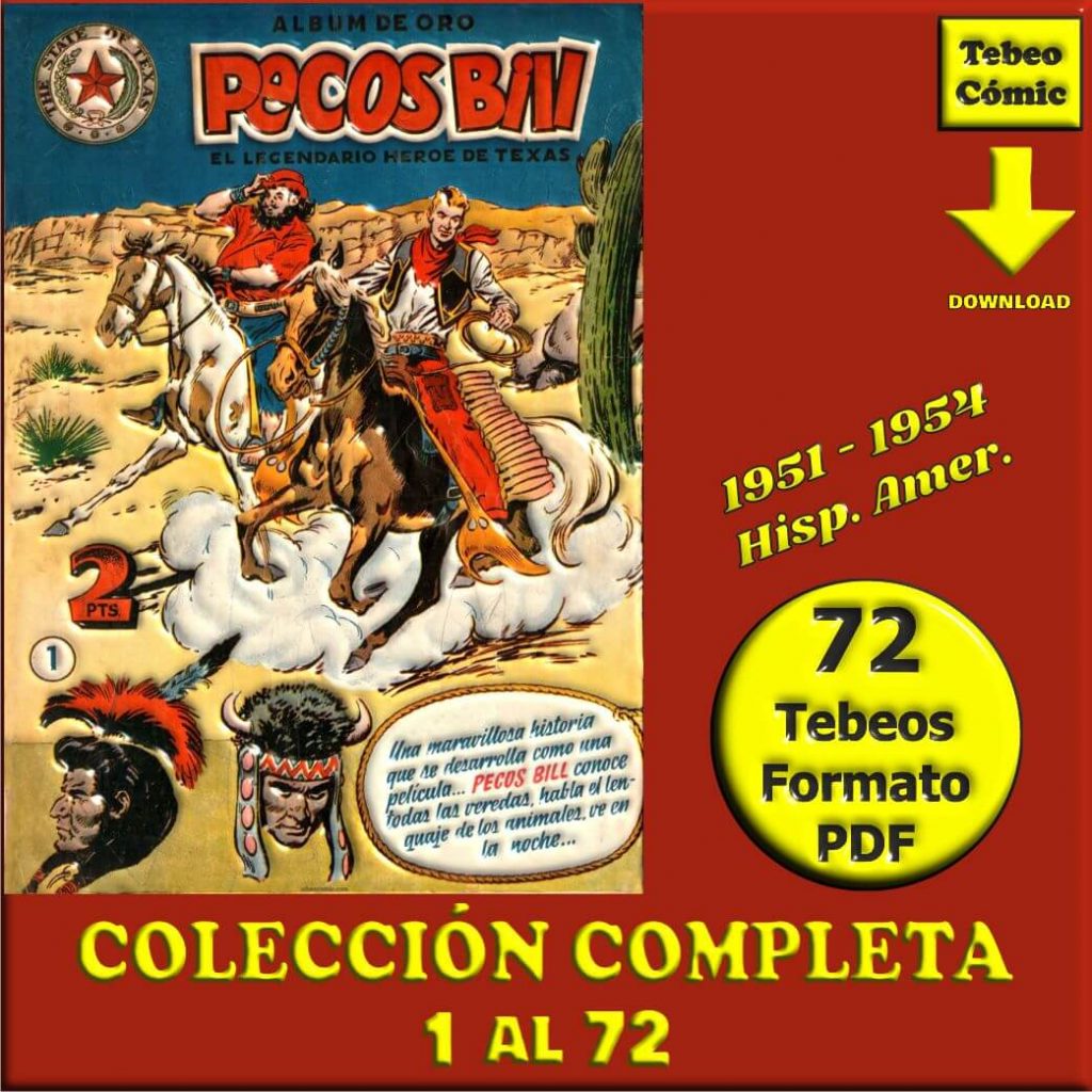 PECOS BILL – 1951 – Colección Completa – 72 Tebeos En Formato PDF – Descarga Inmediata – Tebeocomic